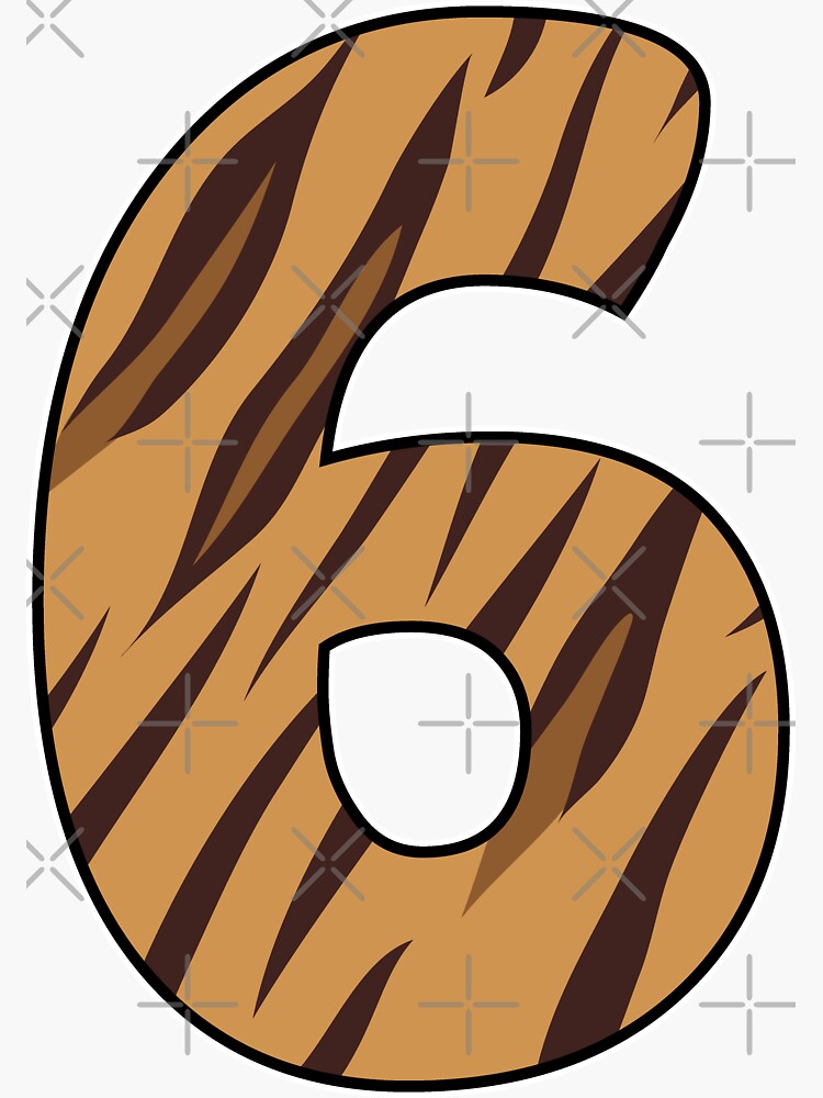 "Kid Tiger 6th Birthday, 6 Years Old Wild Animal, Number Six Safari Zoo ...