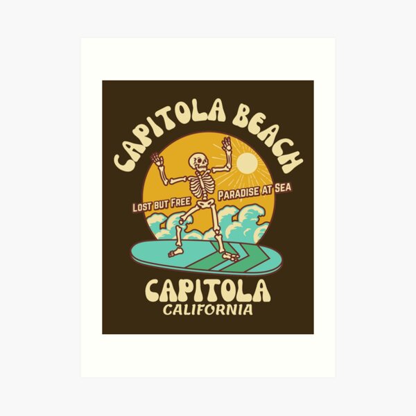 "Retro Sixties Capitola Beach, Capitola, California, Beige Text ...