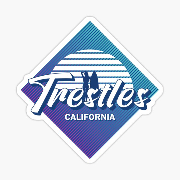 "Trestles California Retro 80s Summer Surf Design" Sticker by ...
