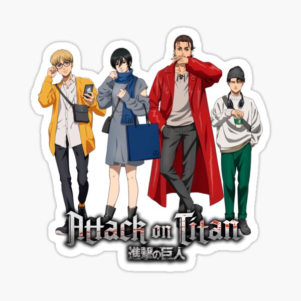 "Armin, Mikasa, Eren & Levi snk aot" Sticker for Sale by xxsoraXIII ...