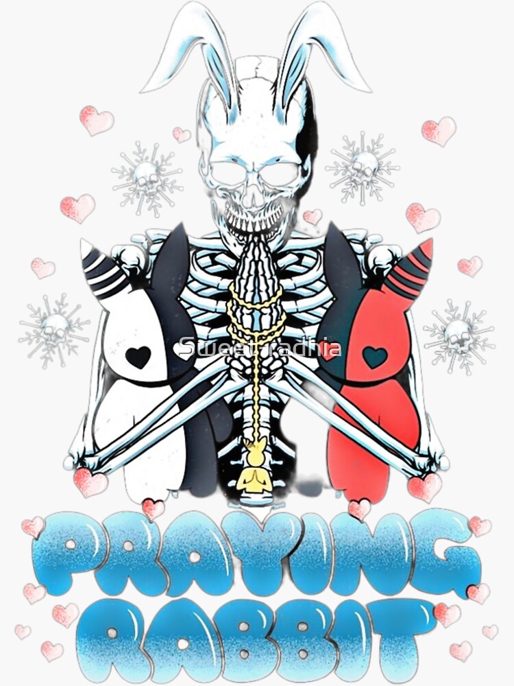 "Praying rabbit shirt" Sticker by Sweet-radhia | Redbubble
