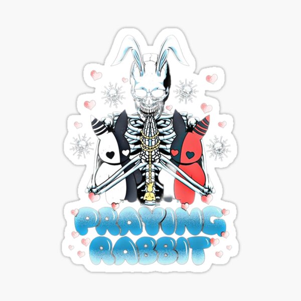"Praying rabbit shirt" Sticker by Sweet-radhia | Redbubble