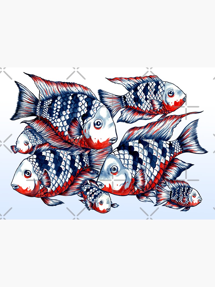 "Firemouth Fish" Sticker for Sale by FireRabbit | Redbubble
