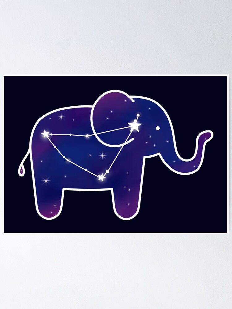 "Cute elephant with capricorn zodiac sign - white version" Poster for ...