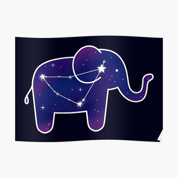 "Cute elephant with capricorn zodiac sign - white version" Poster for ...