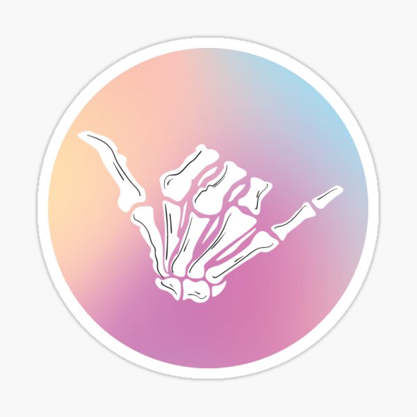 "Hang ten bones rainbow background" Sticker for Sale by ba1996 | Redbubble