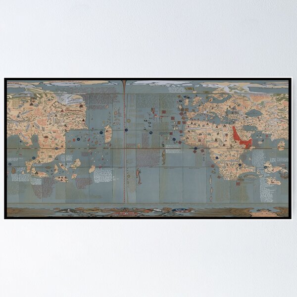 "Antique World Map before the discovery of America in 1492 by Columbus ...