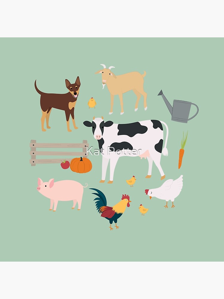 "Farm animals with horse, cow, chickens, pigs, sheep and goats" Poster ...