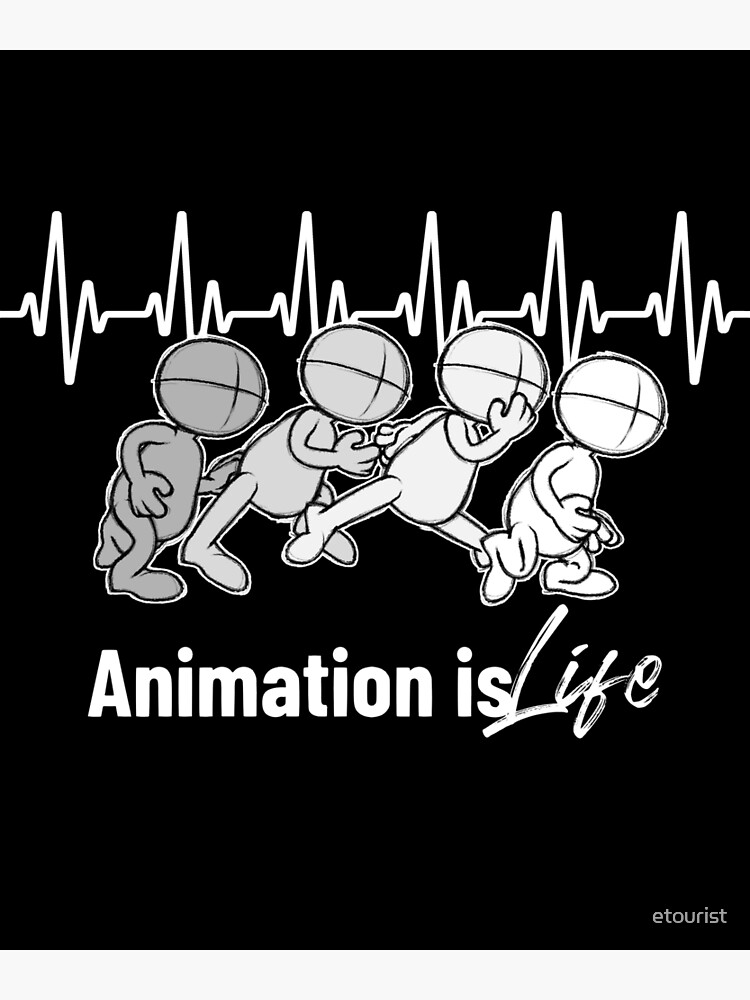 "Animation is Life Animator Heartbeat Lifeline Artist Drawing Black" Photographic Print for Sale ...