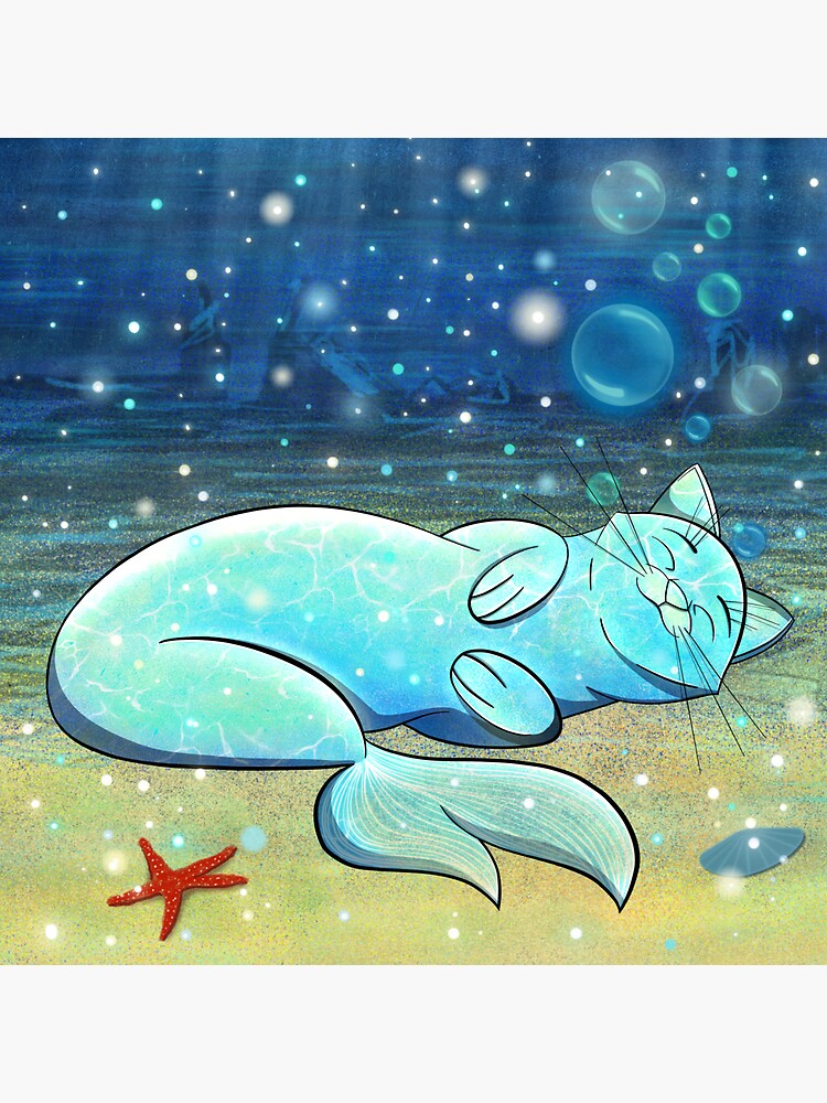 "Cinco the Mermaid Cat, Mercat for his friends. Full Illustration ...
