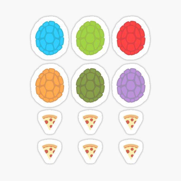 "TMNT colourful shells and pizza (white)" Sticker by animinimal | Redbubble