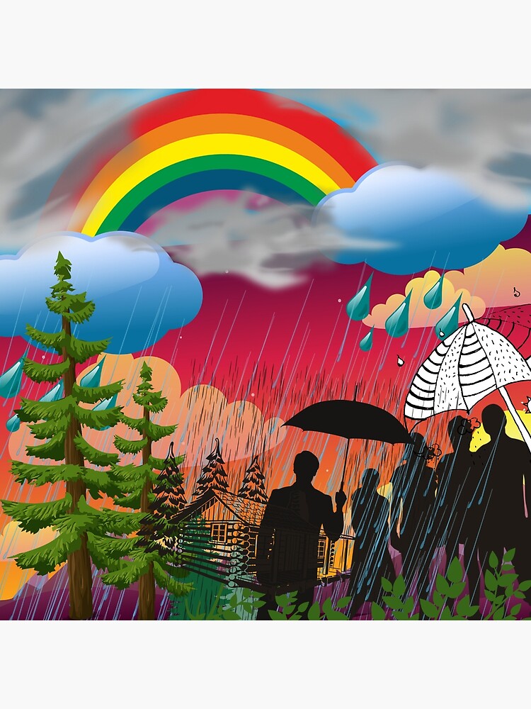 "Rainy season, rainbow, colourful weather, people enjoying season ...