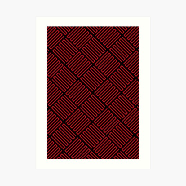 "Angled Checkerboard Line Pattern in Red on Black" Art Print for Sale ...
