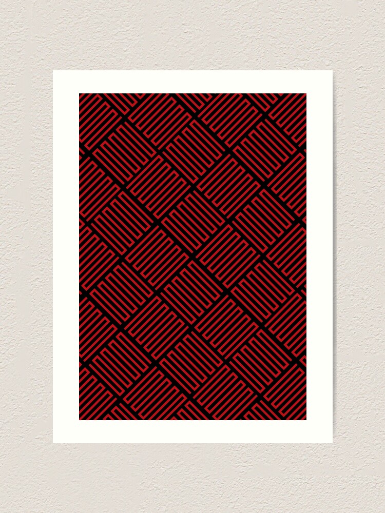 "Angled Checkerboard Line Pattern in Red on Black" Art Print for Sale ...