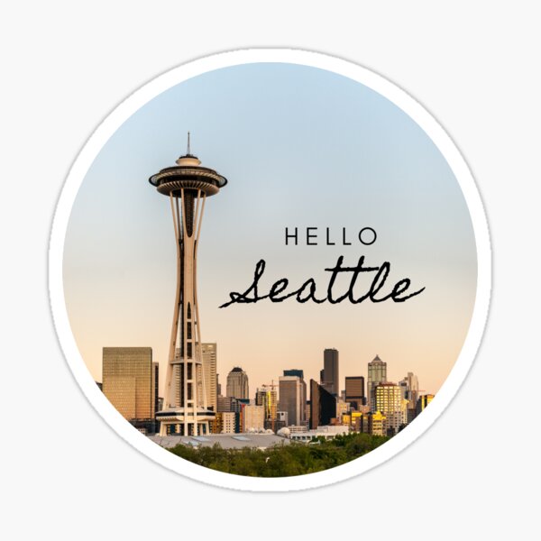 "Hello Seattle" Sticker for Sale by lcvoth23 | Redbubble