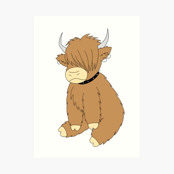 "Emo Highland Cow" Art Print by CherryViolet7 | Redbubble
