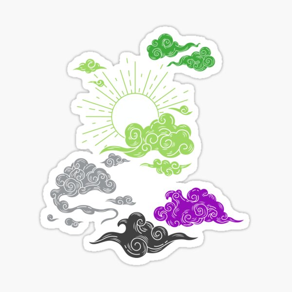 "Sun and Clouds Aro Ace. Aroace Pride" Sticker by ClimbingTees | Redbubble