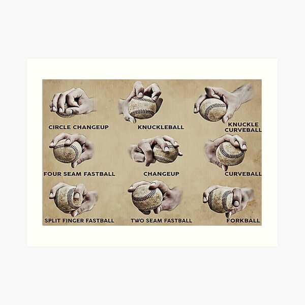 "Baseball Pitching Grips Poster Baseball Hand Positions - Baseball ...