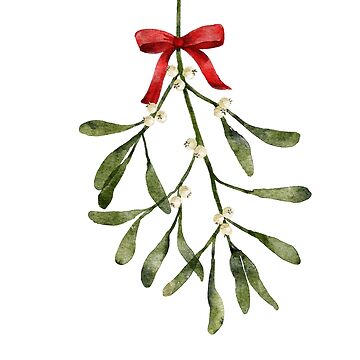 "Watercolor mistletoe illustration " Poster for Sale by Markéta ...