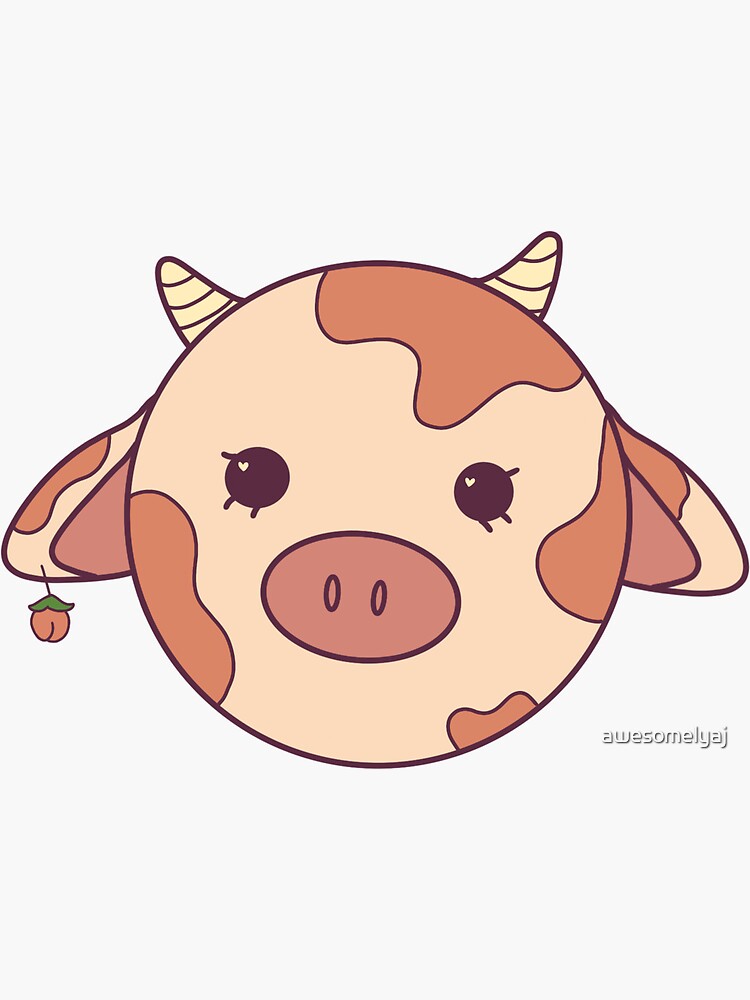 "Peach Cow" Sticker by awesomelyaj | Redbubble