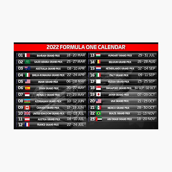 Lámina fotográfica «Calendario F1 2022 Todas las pistas» de khalil-is ...