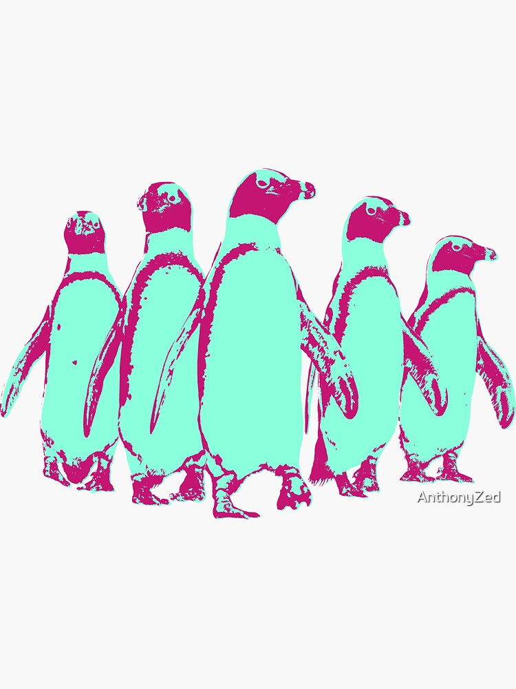 "African Penguin Gang - Aqua and Magenta" Sticker for Sale by ...