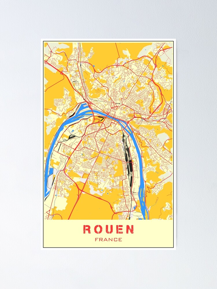"Rouen Map Wall Art" Poster by PostersProf1 | Redbubble