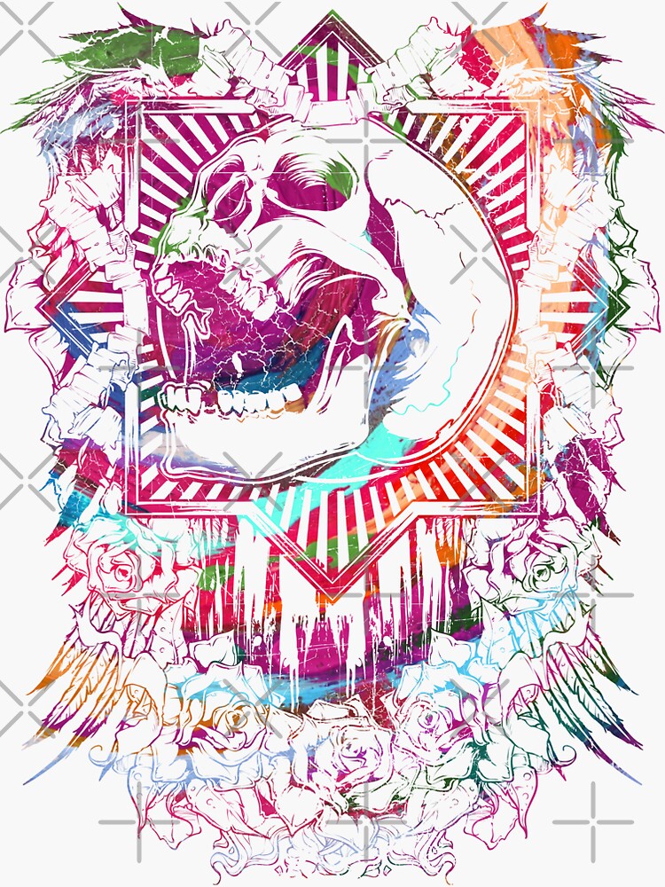 " skull with Rainbow Colors" Sticker by DaveArtsBlr | Redbubble
