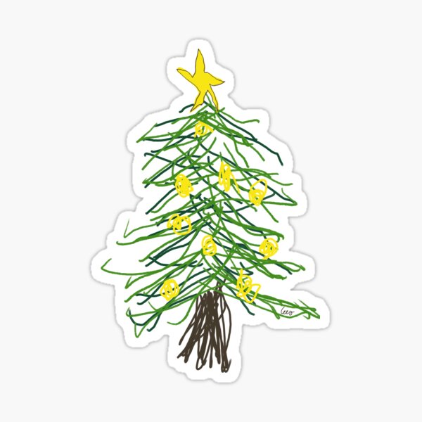 "Childish Christmas tree (white background)" Sticker by MentaLee ...