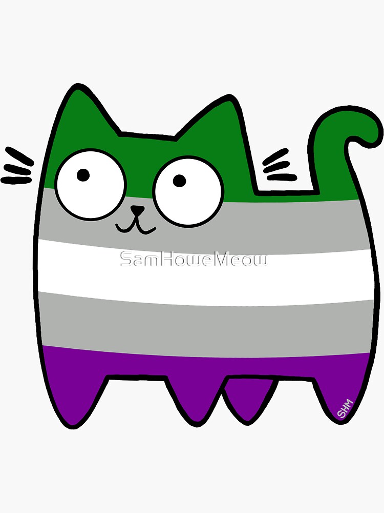 "Grey Aroace Pride Cat" Sticker for Sale by SamHoweMeow | Redbubble