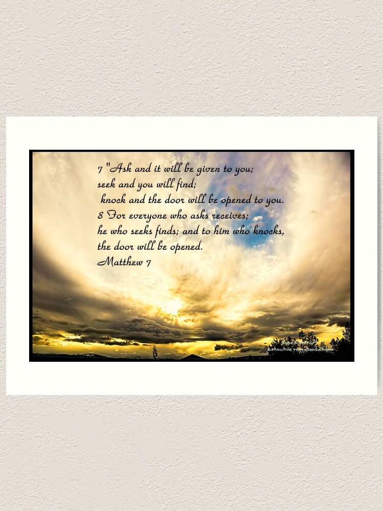 "Bible Verse Matthew 7:7-8" Art Print for Sale by DianaBozart | Redbubble
