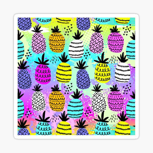 "Colorful Pineapple Hand Drawing " Sticker for Sale by JaskolArt ...