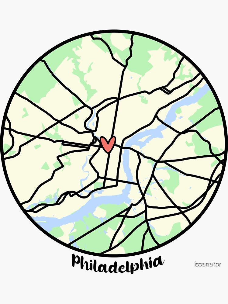 "Philadelphia Heart Map" Sticker for Sale by issanator | Redbubble