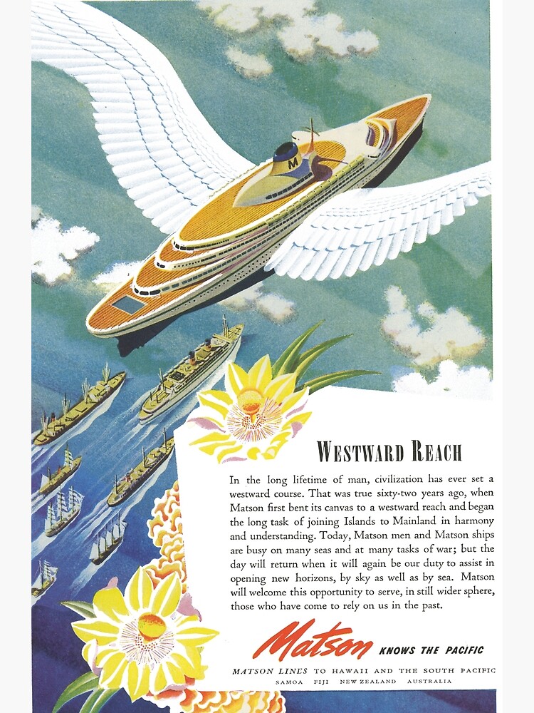 1940s Matson Lines Knows The Pacific Premium Matte Vertical Poster sold ...