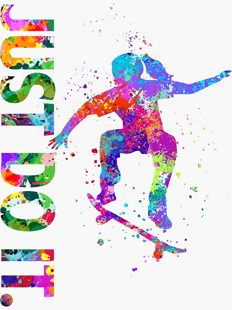 "Skateboarding Life Watercolor Art" Sticker by AlyssoCharm | Redbubble