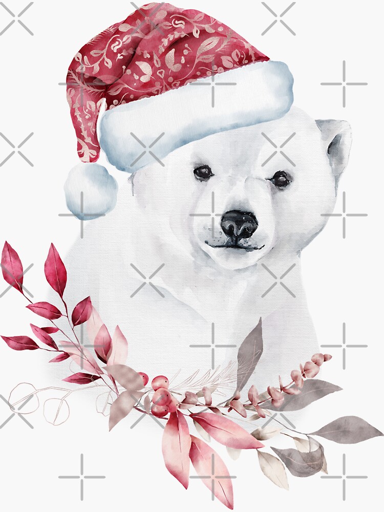 Pegatina «Bebé oso polar con gorro de Navidad» de Trinket-Tricks ...