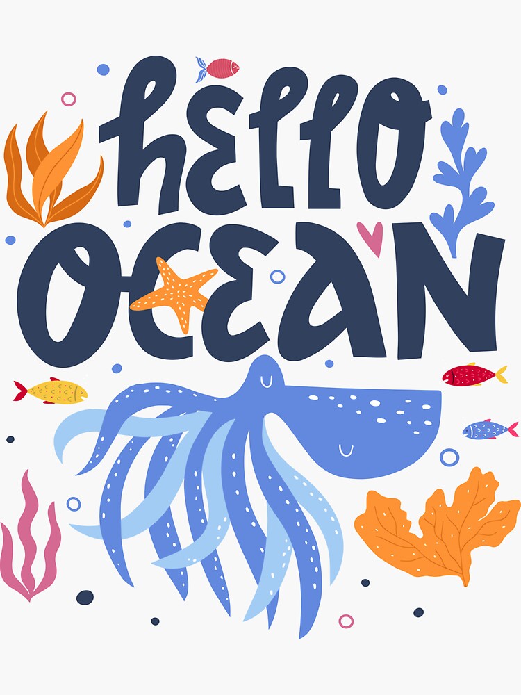 "Hello Ocean" Sticker by Lynamode | Redbubble