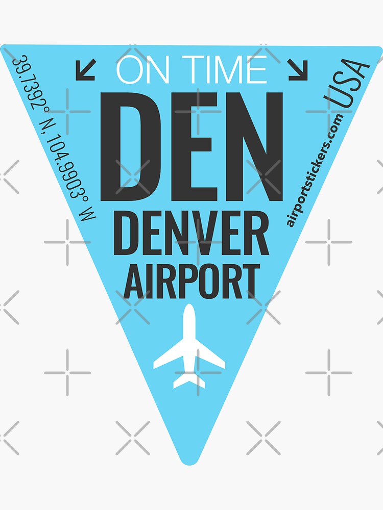 "DEN airport code blue X7" Sticker for Sale by Aviators | Redbubble