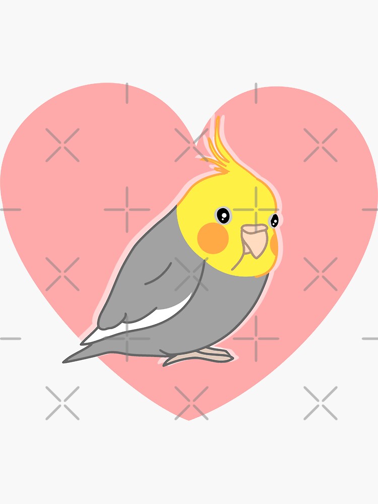 "Chubby Cockatiel Heart Love" Sticker by ChubbyParrots | Redbubble