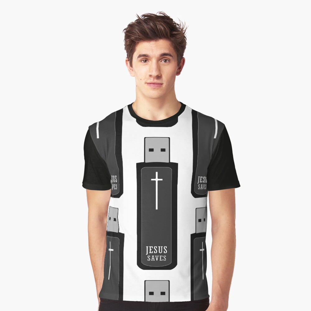 "JESUS SAVES - USB VERTICAL" Sticker for Sale by Calgacus | Redbubble