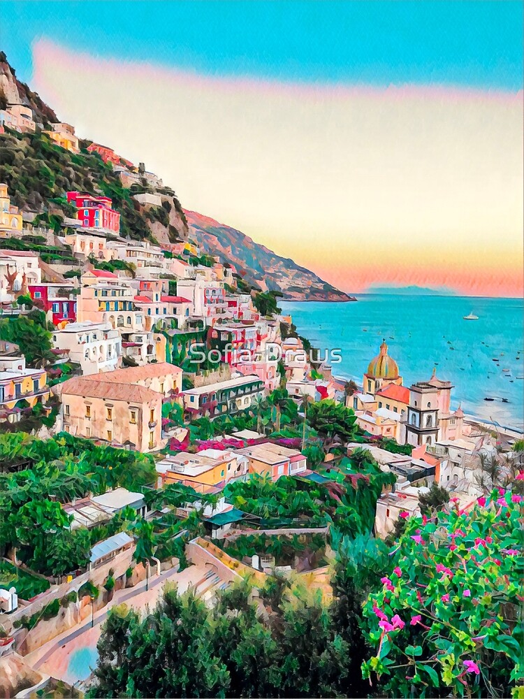 "Positano Italy" Poster by Sofia-Draws | Redbubble