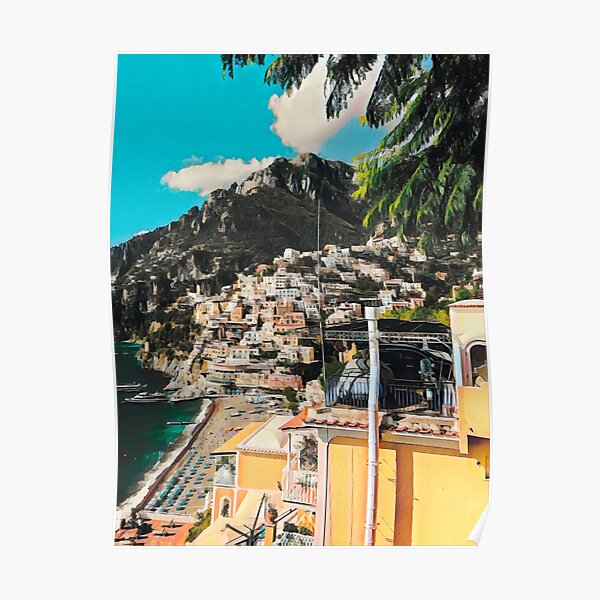 "Positano Amalfi Coast" Poster by Sofia-Draws | Redbubble