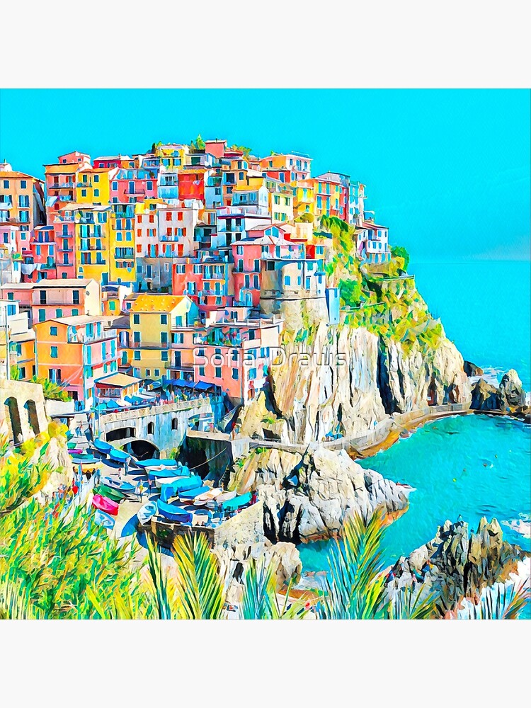 "Cinque Terre Italy" Art Print for Sale by Sofia-Draws | Redbubble