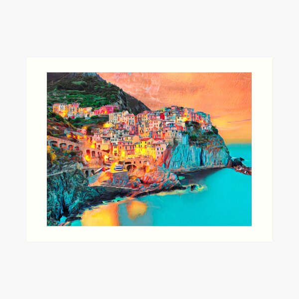 "Cinque Terre Vintage Travel" Art Print for Sale by Sofia-Draws | Redbubble