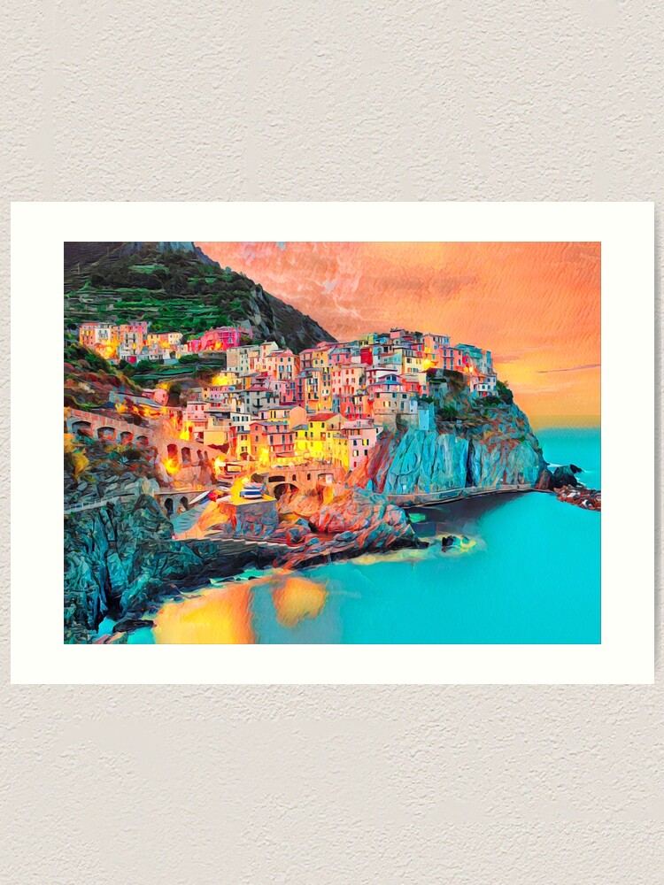 "Cinque Terre Vintage Travel" Art Print for Sale by Sofia-Draws | Redbubble