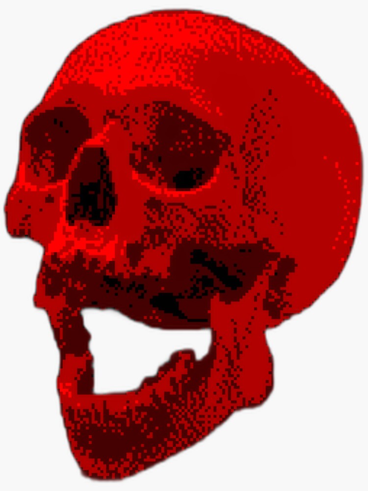 "Red Pixel Art Pixelated Skull pixel skull " Sticker for Sale by ...