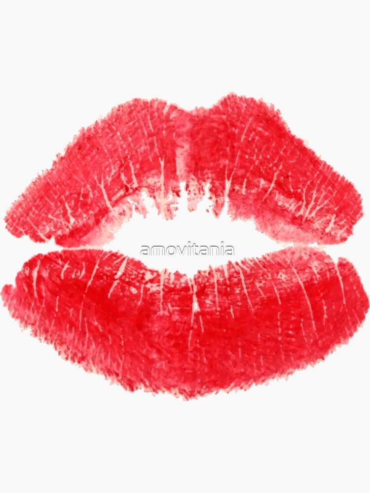 " Realistic Red Lipstick Kiss" Sticker for Sale by amovitania | Redbubble