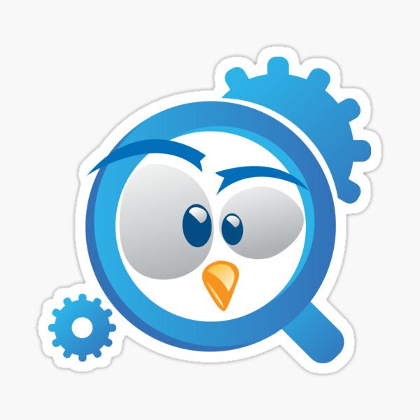 "funny bird magnifier logo" Sticker for Sale by Alexx90 | Redbubble