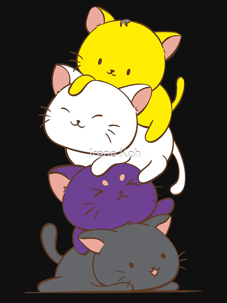 Nonbinary Pride Flag Kawaii Cats Cute LGBTQ Non-binary Kitty for Enby ...