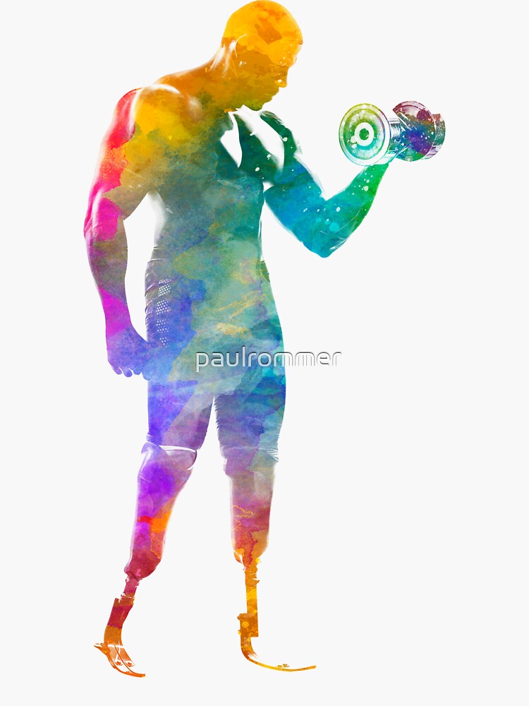 "Paralympic athlete in watercolor" Sticker by paulrommer | Redbubble